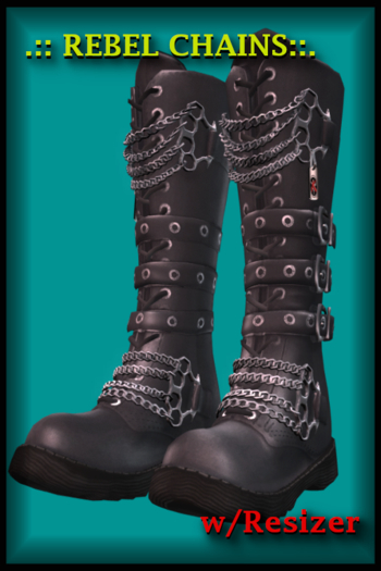 Second Life Marketplace Rebel Chains Boot Grey